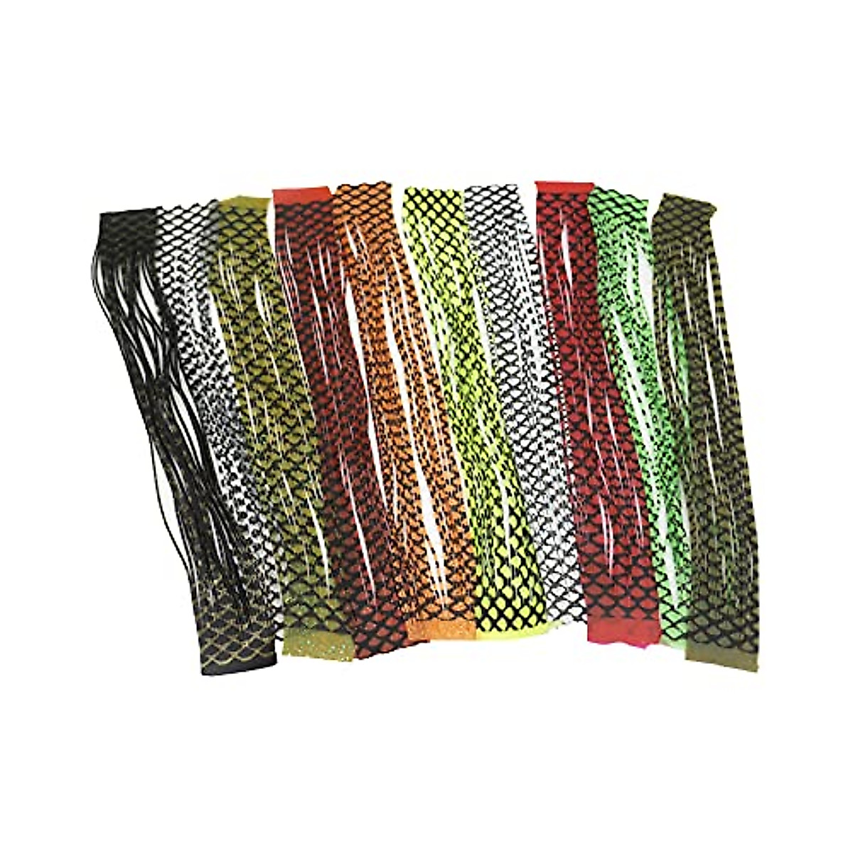 20Pc 10Colours Fishing Jig Lures Mixed Colors DIY Silicone Whole Sheet Skirts for Jig Lures Regular Skirt Colours with Fly Tying Material Free Rubber Band CMB3#