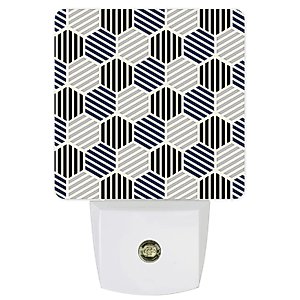 Big buy store Night Lights Auto Sensor Black Gray Hexagon Plug-in LED Nightlights Dusk to Dawn for Living Room, Bedroom, Bathroom, Kitchen, Hallway, Stairways, Abstract Geometric
