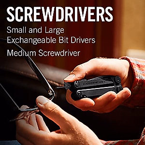 LEATHERMAN, Wave Plus Multitool with Premium Replaceable Wire Cutters, Spring-Action Scissors and Molle Black Sheath, Black