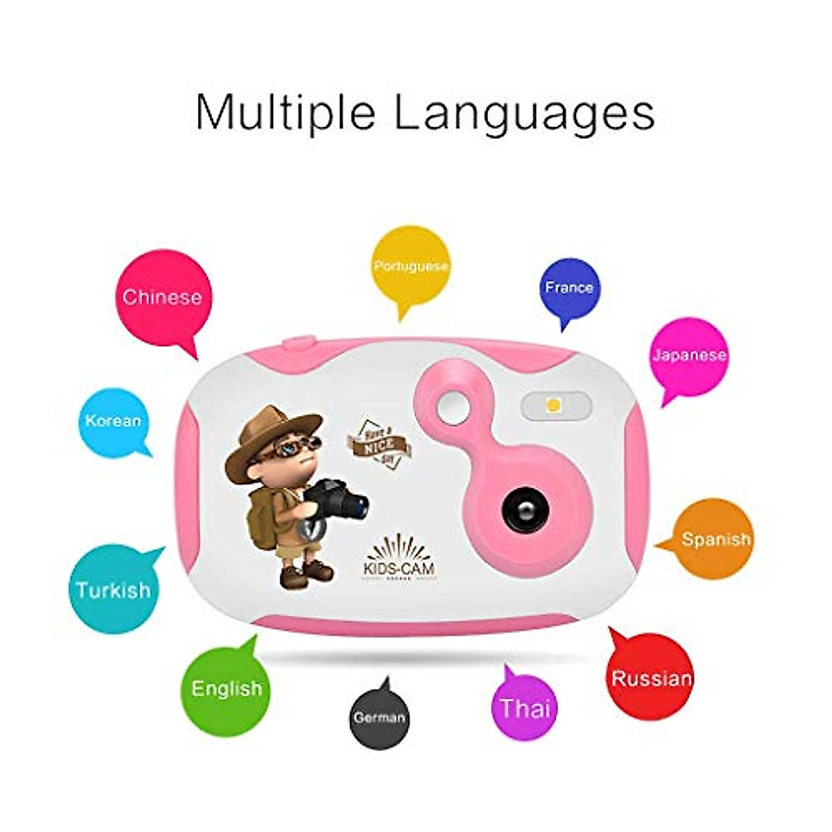 LKYBOA Retro SLR Child Camera -Digital Camera for Kids, 1080P Digital Video Camera with Screen and Card for 3-10 Years Boys (Color : Pink)