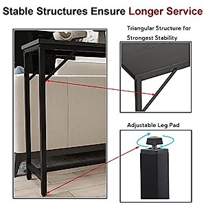 Yusong 71'' Long Console Table Sofa Tables Behind Couch, Narrow Entryway Table Skinny Tall Pub Bar Height Table for Living Room, Easy Assembly, Black Oak