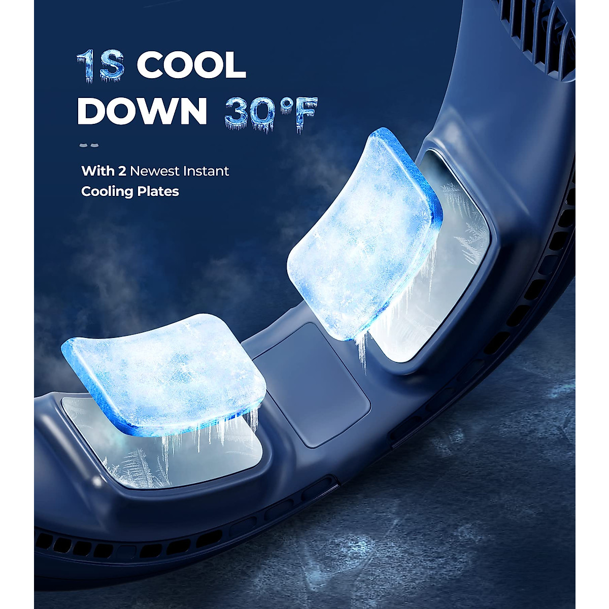 1S Cool Down 30°F Neck Fan with Double Semiconductor Coolers, 360° Surrounded Personal Fans Air Conditioner that Blow Cold Air, 8H Lasting Portable Fan with 3 Speed, Gifts for Men Women Outdoor Travel