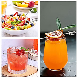 10 Pieces Stainless Steel Cocktail Picks Toothpicks 4.3 Inch Sword Metal Martini Drink Pick Sticks Appetizer Resuable Skewers Food Fruit Cocktail Toothpicks for Birthday Wedding Beach (Silver)