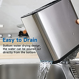 BIARTS 2 in 1 Universal Knife Block without Knives Stainless Steel Knife Holder for Kitchen Counter with Drainage Hole Knife Storage with Utensil Holder Modern Design, Rectangle, 7.7"L x 4.6"W x 7.9"H