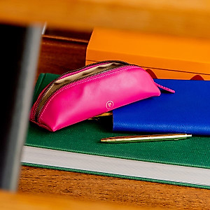 Maxwell Scott - Personalized Womens Luxury Soft Leather Pencil Pen Case - The Felice Nappa - Petrol Blue