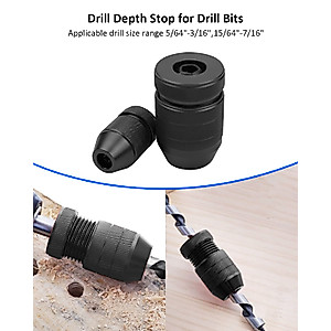 2Pcs Drill Depth Stop for Drill Bits Drill Size Range 5/64"-3/16",15/64"-7/16" Drill Size Range 5/64"-3/16",15/64"-7/16" Aluminum Drill Bit Stop Collar Set Woodworking Tools