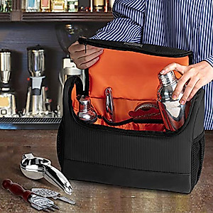 CURMIO Bartender Kit Bag, Portable Travel Carrying Bag with Rubber Handle for Bar Tools Set, Perfect for Home Indoor Outdoor Patio Party, Black (Bag ONLY, Patent Pending)