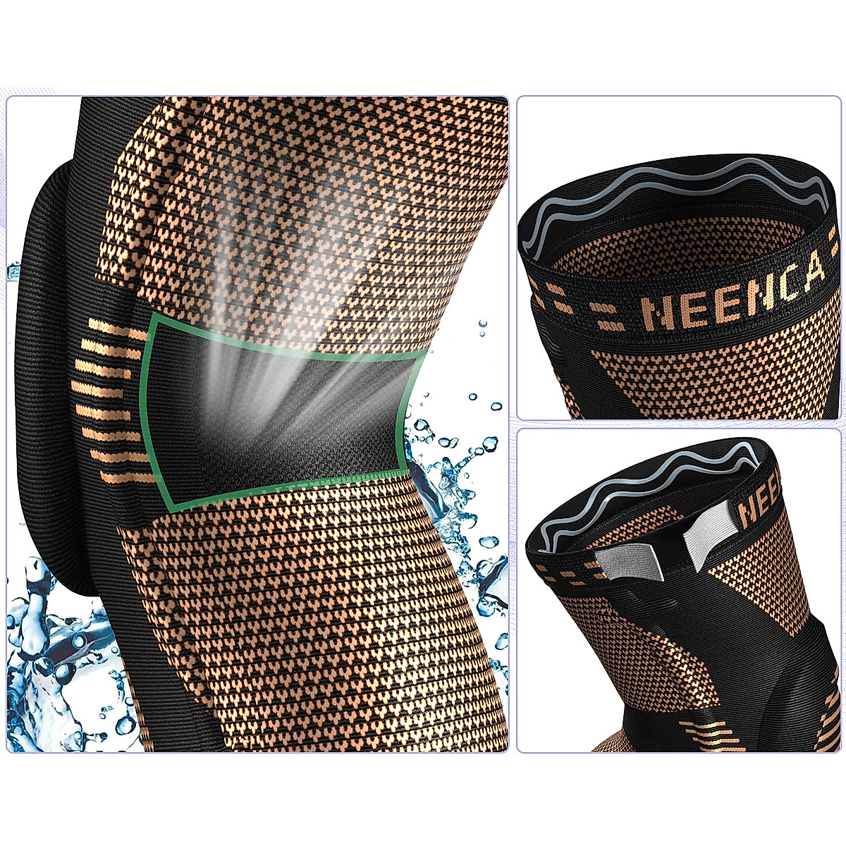 NEENCA Copper Knee Brace for Knee Pain, Knee Support with Patella Pad & Side Stabilizers, Compression Knee Sleeve for Sport, Workout, Arthritis, ACL, Joint Pain Relief, Meniscus Tear- FSA/HSA Eligible