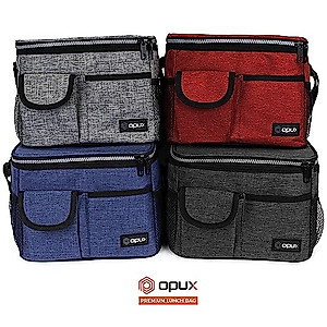 OPUX Insulated Lunch Bag for Men Women, Leakproof Thermal Lunch Box Work School, Soft Lunch Cooler Bag with Adjustable Shoulder Strap for Adult Kid Boy Girl, Reusable Lunch Pail, Dark Gray