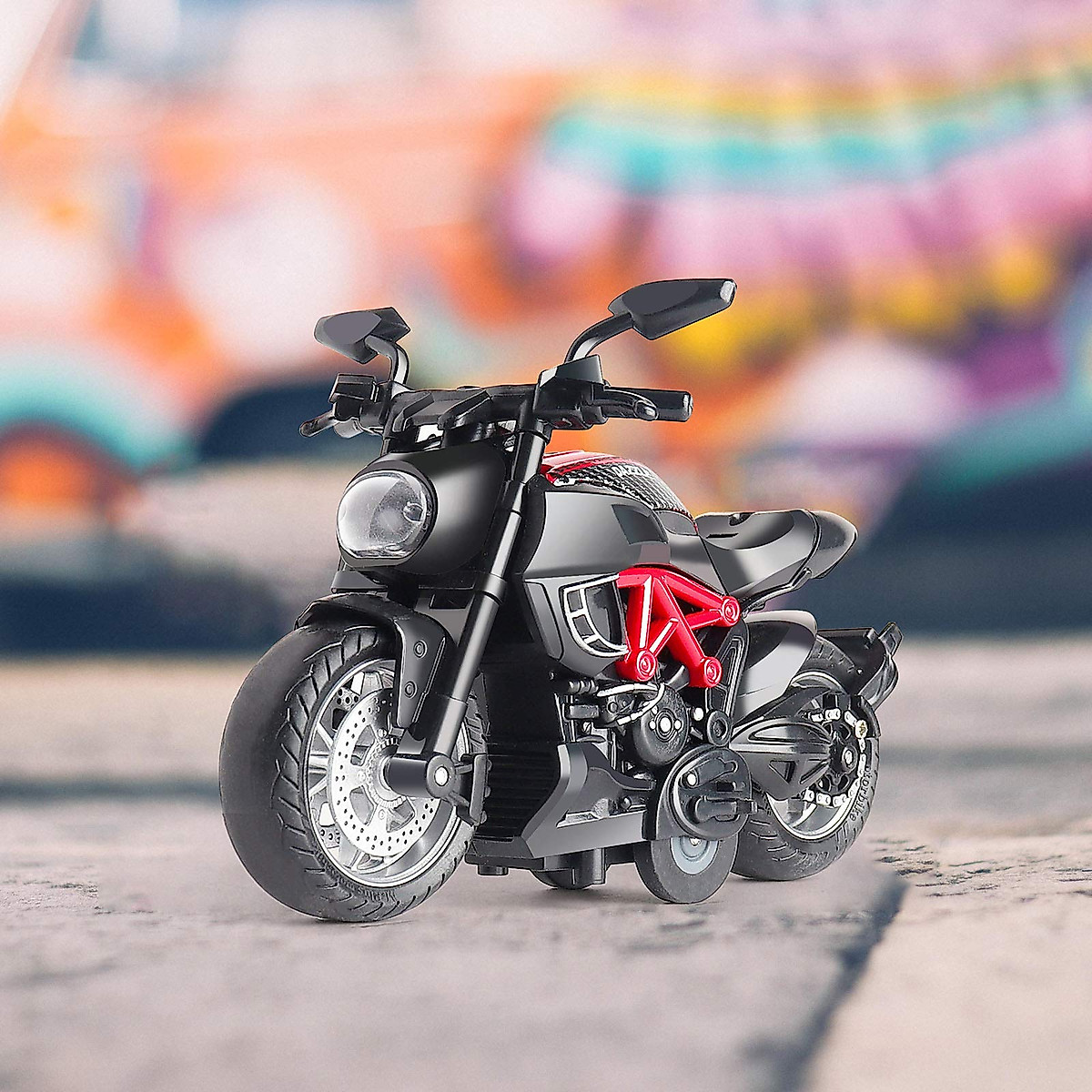 MING YING 66 Toy Motorcycle - Pull Back Toy Cars with Sound and Light Toy,Motorcycle Toy for Kids,Motorcycle Toys for Boys Age 3-9