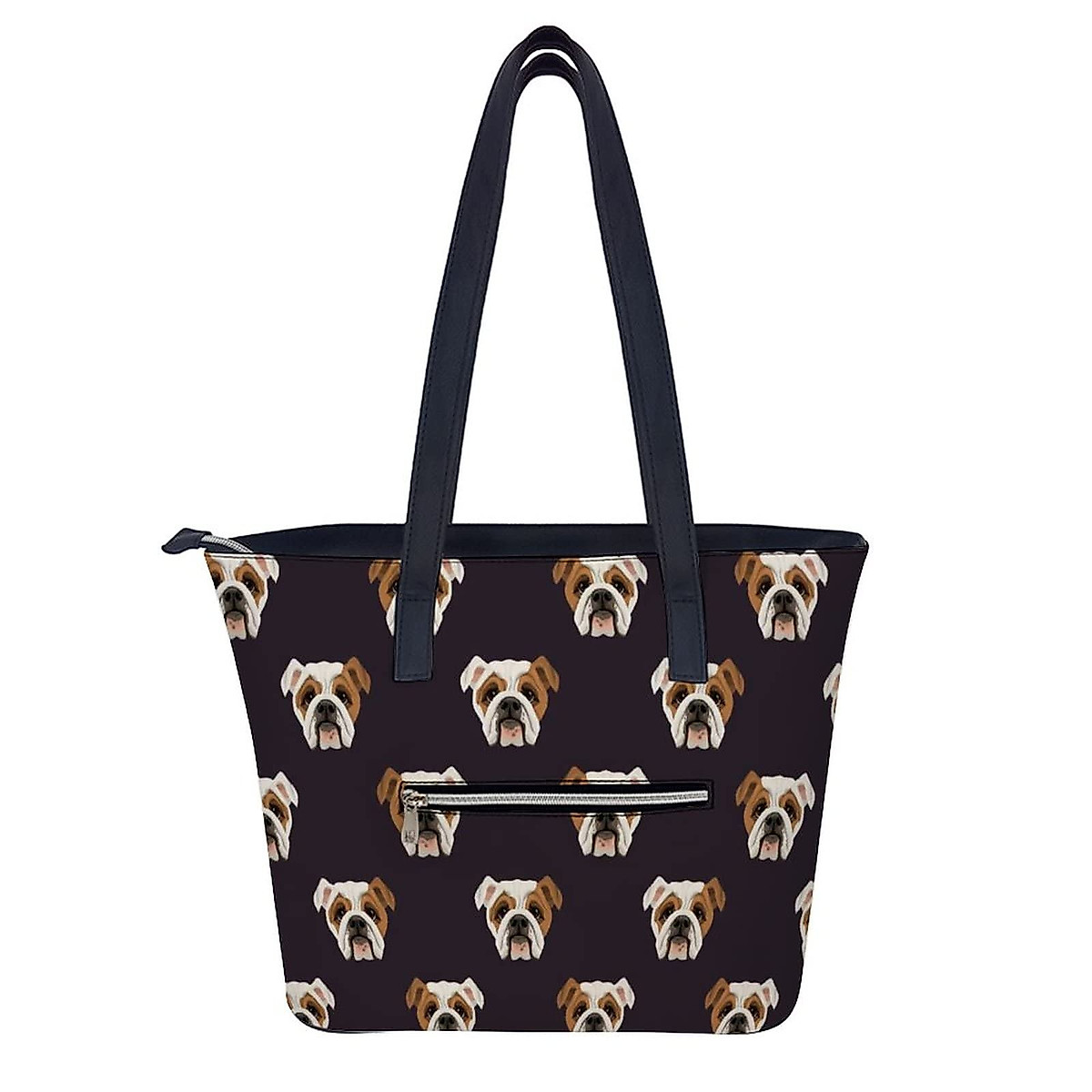 Dog Breed Bulldog Women's Tote Bag PU Leather Shoulder Bag Handbags Purse For Work Shopping Travel