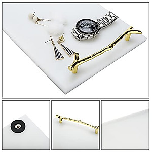 HighFree Marble Stone Decorative Tray with Gold Handles, Real Marble Tray, Handmade Jewellery Tray Catchall Tray Perfume Tray for Counter, Vanity, Dresser, Nightstand and Desk…