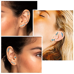 MILACOLATO 6 Pcs 16G Opal Cartilage Earrings for Women 316L Surgical Steel Daith Conch Medusa Cartilage Piercing Jewelry Helix Tragus Stud Earrings Forward Helix Piercing Jewelry, Blue Opal