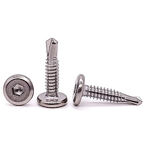 #12 x 3/4" Flat Socket Head Self Tapping Screws Sheet Metal Screws 50 of Pack, 410 Stainless Steel Self Drilling Screws, Bright Finish