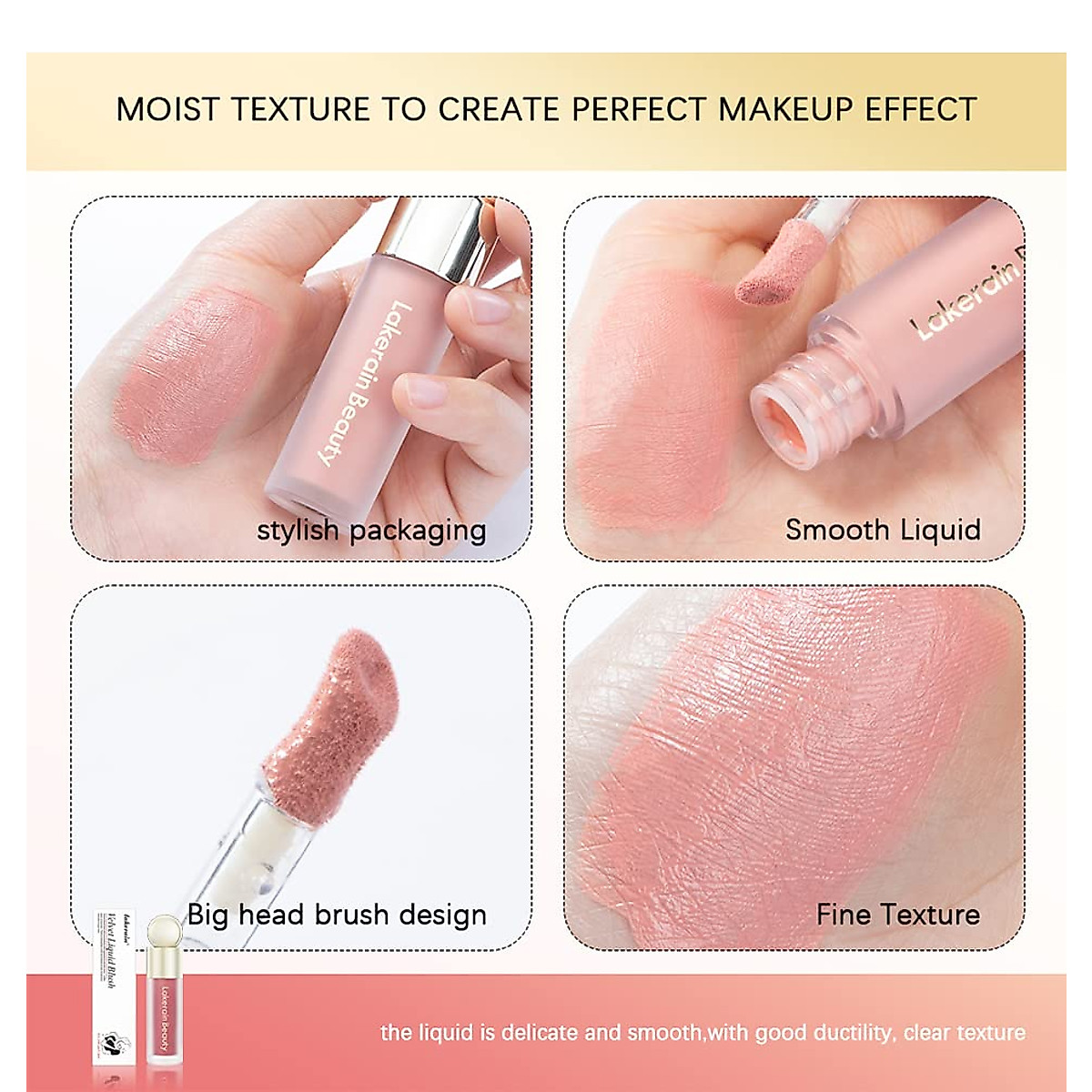 Liquid Blush, Matte and Dewy Finishes Cream Blush Stick for Cheek, Lightweight, Long-Wearing, Smudge Proof, Natural-Looking, Easy to Blend Blusher Makeup (#01)