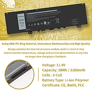 Allianwere F62G0 Replacement Laptop Battery Compatible with Dell Inspiron 13 7373 7000 7370 7380 7386 P83G P83G001 P83G002 Vostro 13 5370 D1525S D1505G R1605S D2505G Series Notebook F62GO RPJC3 39DY5