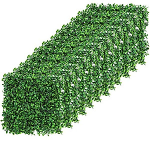 YaeGarden 12 Packs 10"x10" Artificial Boxwood Hedge Mat Boxwood Hedge Mat UV Privacy Fence Screen Greenery Panel Outdoor Decor