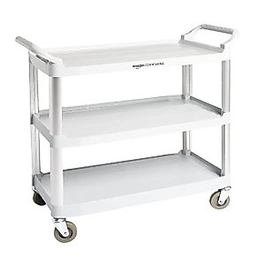AmazonCommercial 3 Shelves Utility Cart with 400 lbs Loading Capacity, Grey (613)