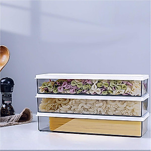 Set of 2 Pcs Clear Plastic Pasta Storage Containers with Lid, Rectangular Spaghetti Storage Containers, for Kitchen Pantry Organization