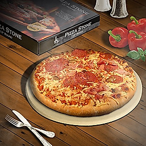 LifeSmart Pizza Stone and Scraper 13 inches Ideal for Crispy Crusts Heat Safe for Use on Grills and in Ovens Certified Safe Includes Scraper