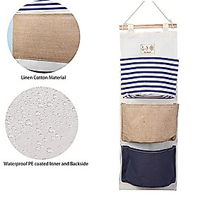 Nasogod Hanging Storage Bag, Wall Mounted 3 Bags Nursery Storage Bag Over The Door Storage Pockets Fabric Wall Door Closet Hanging Storage Bag Organizer 2 Packs Stripe