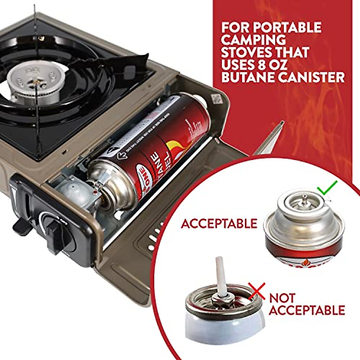 Gas One 12 Pack - 8oz Camping Fuel Canisters for Portable Gas Stoves - UL Safety Certified - Made In Korea