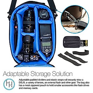 Naztech Camera Bag Has A Modular Backpack Insert and Adjustable Padded Divders to Securely Stow Your Equipment. Water Resistant with Removable Straps