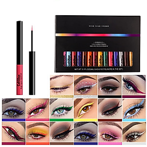 16 Color Matte Liquid Eyeliner Set,Glitter Gold Silver Eye Liners Waterproof High Pigmented Long Lasting Eyeliner Pencil Eye Makeup Kit