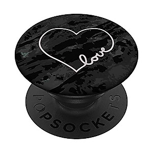 White Heart Love Black PopSockets PopGrip: Swappable Grip for Phones & Tablets