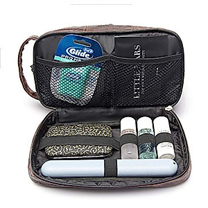 Men's Toiletry Bag, Travel Toiletry Bag for Men, Large Leather Dopp Kit for Men, Shaving Bag for Travel Accessories, LargeMens Toiletries Bathroom Organizer, Shaving kit, Dopp kit(Brown)