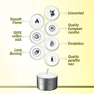 BOLSIUS 50 Unscented Tea Lights - 8 Hours Burn Time - Premium European Quality - Consistent Smokeless Flame - 100% Cotton Wick - Dinner, Wedding, Party, Restaurant, Spa, Church, & Home Décor Tealights