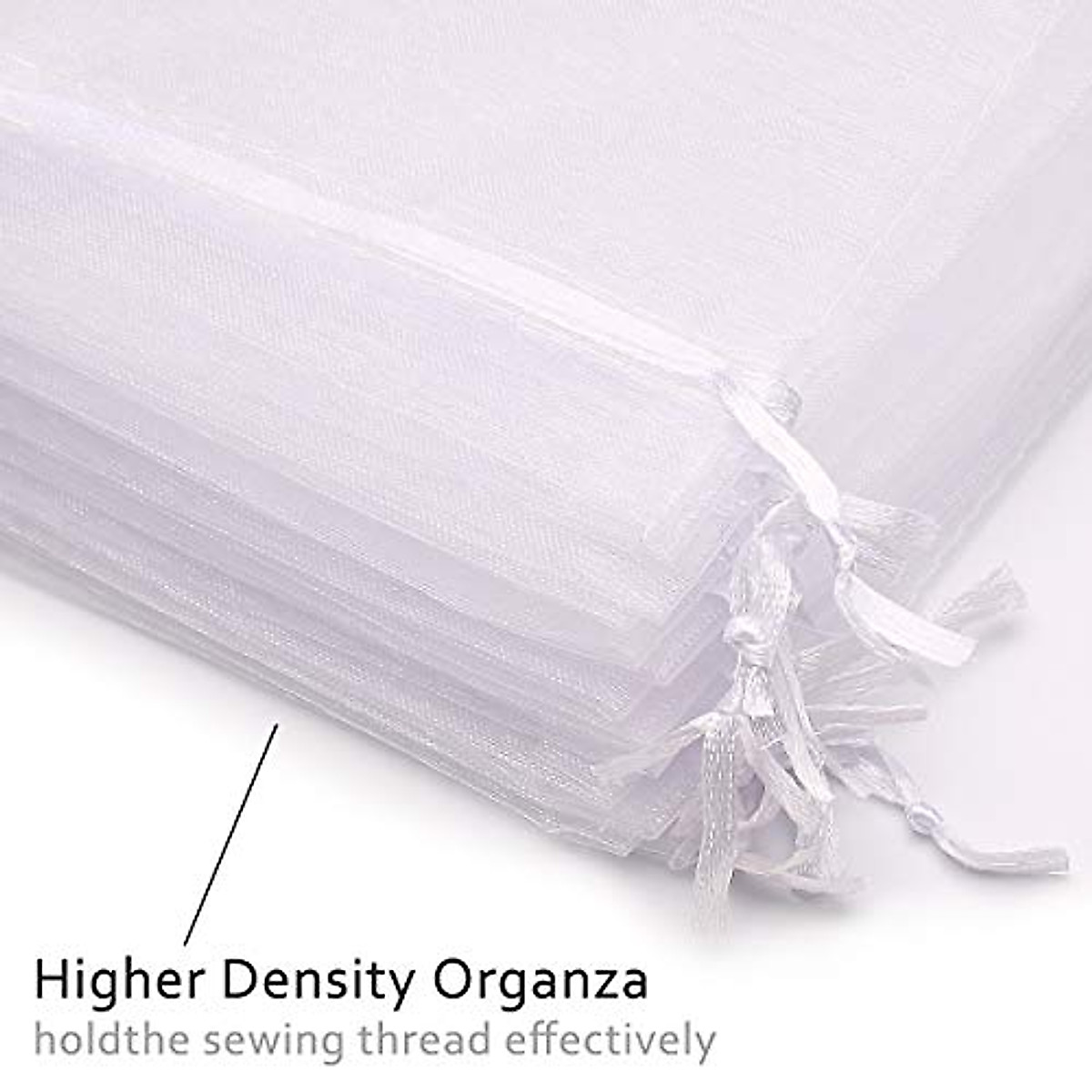 iminoo 50pcs Organza Drawstring Bags, Wedding Favor Bags with Drawstring Premium Jewelry Pouches Party Festival Gift Bags Candy Bags (White, 3.15x3.9 in)