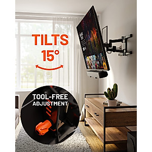 ECHOGEAR Full Motion Articulating TV Wall Mount Bracket for TVs Up to 82" - Smooth Extension, Swivel, & Tilt - Wall Template for Easy Install - Centers & Levels After Mounting Plus Hides Your Cables