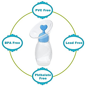 Elate Manual Breast Pump for Breastfeeding | Silicone Milk Collector with Leak-Proof Stopper for Nursing Moms | Enhance Milk Production | BPA Free FSA HSA Eligible – 4oz Blue