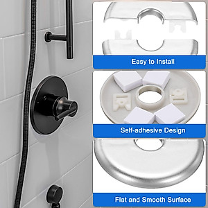 uxcell 4pcs Wall Split Flange 80mm / 3.1" OD Escutcheon Plate ABS Round Self-Adhesive Plumbing Cover Plates for 22mm / 0.9" Dia Water Pipe Faucet Decoration Accessories, Silver