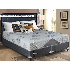Greaton 10" Plush Memory Foam Mattress with 8-Inch Split Box Spring, Gel Bed Mattresses for Ultimate Comfort, Help Maintain Sleeping Position and Posture, Complete Body Support at Every Side, Full XL