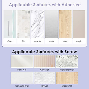 VIS'V Key Holder Wall Mount, Matte Black Stainless Steel Key Mail Holder Small Key Rack with Tray Adhesive Key Hanger Mail Storge Organizer with 6 Key Hooks for Entryway Hallway Doorway