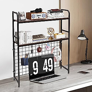 MhdunueSK Computer Desktop Bookcase,2 Tier Dorm Desk Hutch,Multipurpose Adjustable Dorm Desk Bookshelf for Home Dorm Office Supplies 29.5 * 7.9 * 38.6Inch (Black)