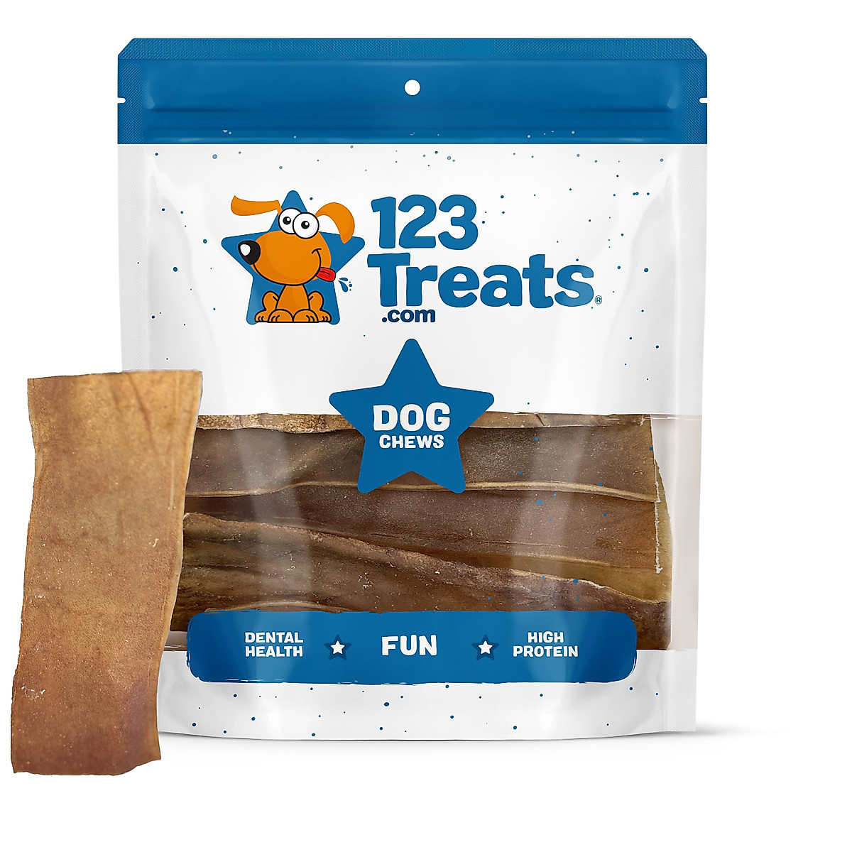 123 Treats Beef Cheek Chips Beef Basted Dog Chew 6" (2 pounds) All Natural Chews for Dogs | Great Rawhide Alternative