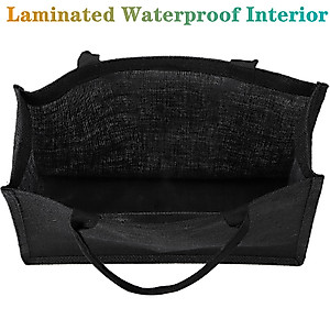 DEAYOU 6 Pack Jute Tote Bag, Burlap Gift Tote with Handle, Grocery Shopping Bag for DIY, Wedding,15.4''x12.2''x5.9''