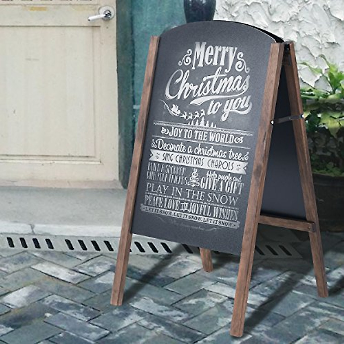 GOFLAME A-Frame Chalkboard 18 x 31.5", Standing Sidewalk Easel Double-Sided, Wooden Folding Chalkboard Sandwich Sign for Office Cafe Teaching