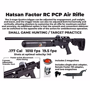 Wearable4U - Hatsan Factor RC PCP .177 Caliber Air Rifle with Scope and Pack of 500x Pellets and Hard Case Bundle