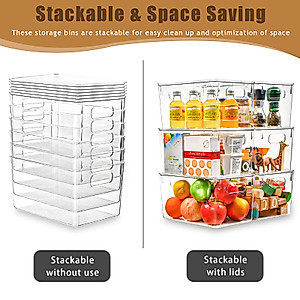 6 Pack Clear Storage Bins with Lids, 7 Quart Stackable Storage Boxes for Storage and Organization, Plastic Storage Containers with Lids, Plastic Bins with Handles for Office, Bedroom, Study Room
