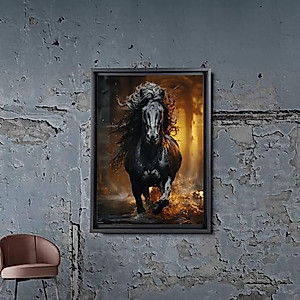 Majestic Black Stallion Galloping In The Clouds, Black Horse On Salt Flats, Canvas Print, Black Horse Print, Black Horse Wall Art, Decor Canvas, Art Decor