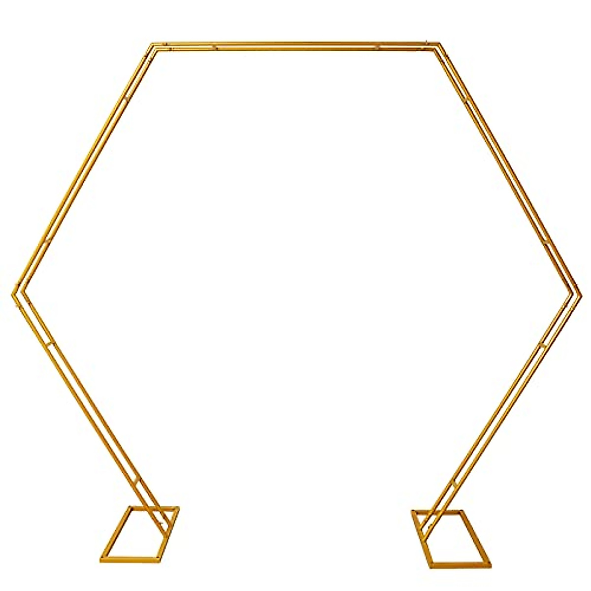 MANULOOT Metal Heart Balloon Arch Kit, Hexagon Arch Backdrop, Gold Metal Arch Backdrop Stand, Flower Stand Frame Wedding Props, Upgrade Backdrop Stand for Party Decor| US Stock (Hexagon A)