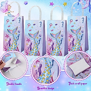Fumete 20 Pcs Mermaid Bags Mermaid Party Bags Mermaid Goodie Bags with Handles Candy Bags Mermaid Theme Party Bags Party Favor Treat Bags for Girls Birthday Party Baby Shower(Mermaid)