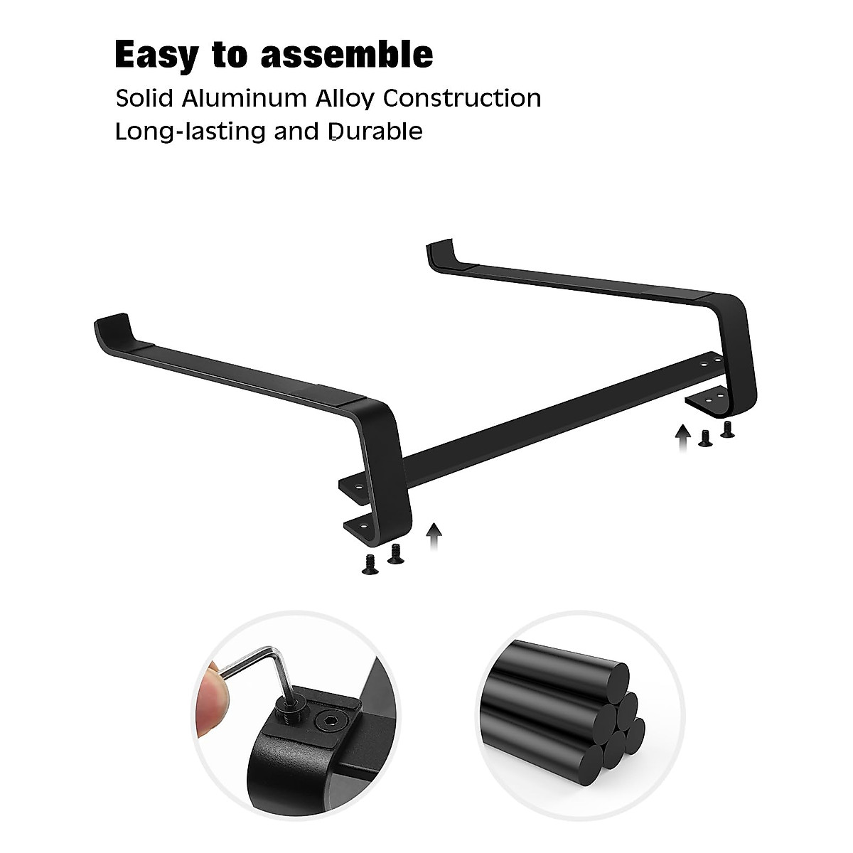 Thibault Aluminum Laptop Stand for Desk - Cooling Ergonomic Design - Fits MacBook Air Pro/DELL/HP/Lenovo/ThinkPad/Alienware - 13/14/15.6/16 -Easy Assembly- Ventilated Laptop Stand for Optimal Airflow