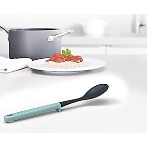 Joseph Joseph Duo Solid Spoon with Integrated Tool Rest Hygienic Design, Heat-Resistant Nylon Head, Ideal for Non-Stick Cookware, Opal