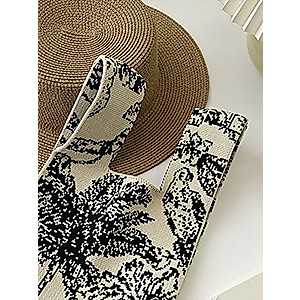 Verdusa Women's Printed Crochet Hobo Handbag Satchel Bag Mini Purse White Black one-size
