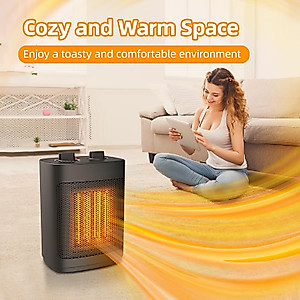 Small Space Heater, 1500W Portable Heaters for Indoor Use with Thermostat, PTC Ceramic Desk Heater for Office, Fan Only Electric Heater for Room Home Bedroom